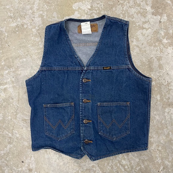 Wrangler | Jackets & Coats | Wrangler Vest Mens Medium Blue Denim ...